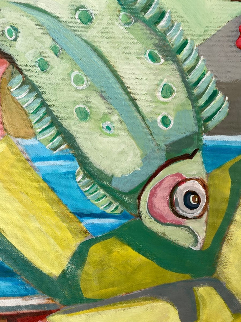 Maður og stór fiskur - Fígúratíf | Apolloart